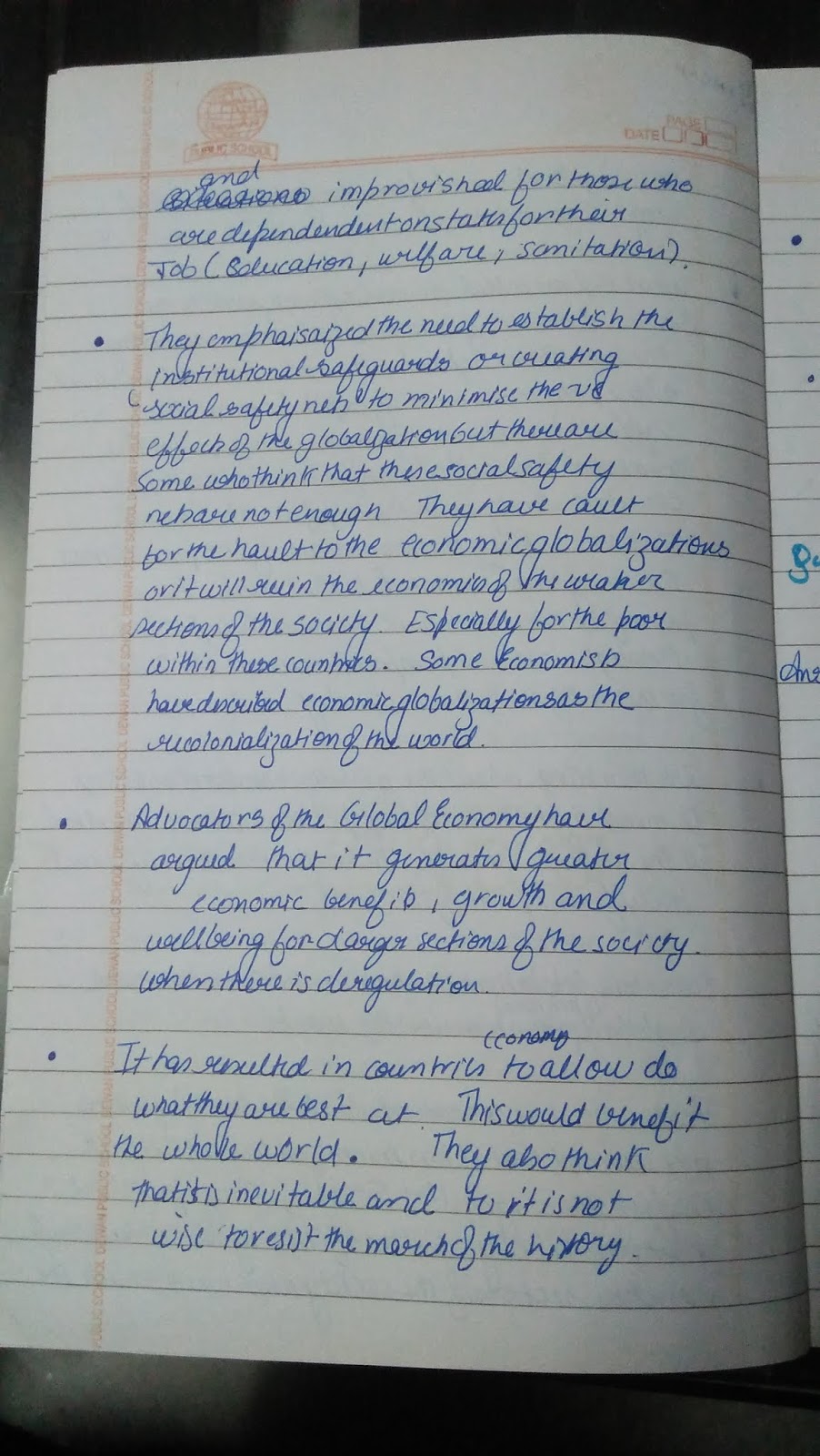 Globalisation hand written notes class 12 political science handwriten ...
