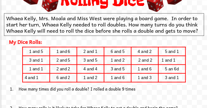 Zyla: Rolling dice task