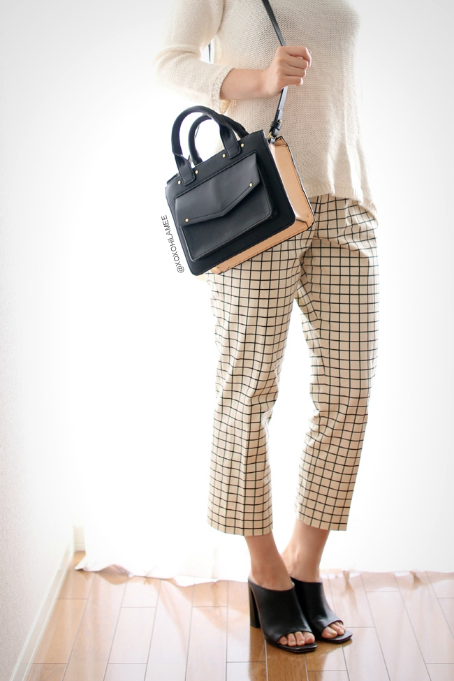 2015/05/09 OOTD : monochrome / GRAPH CHECK PANTS & KNIT TOP - Japanese ...