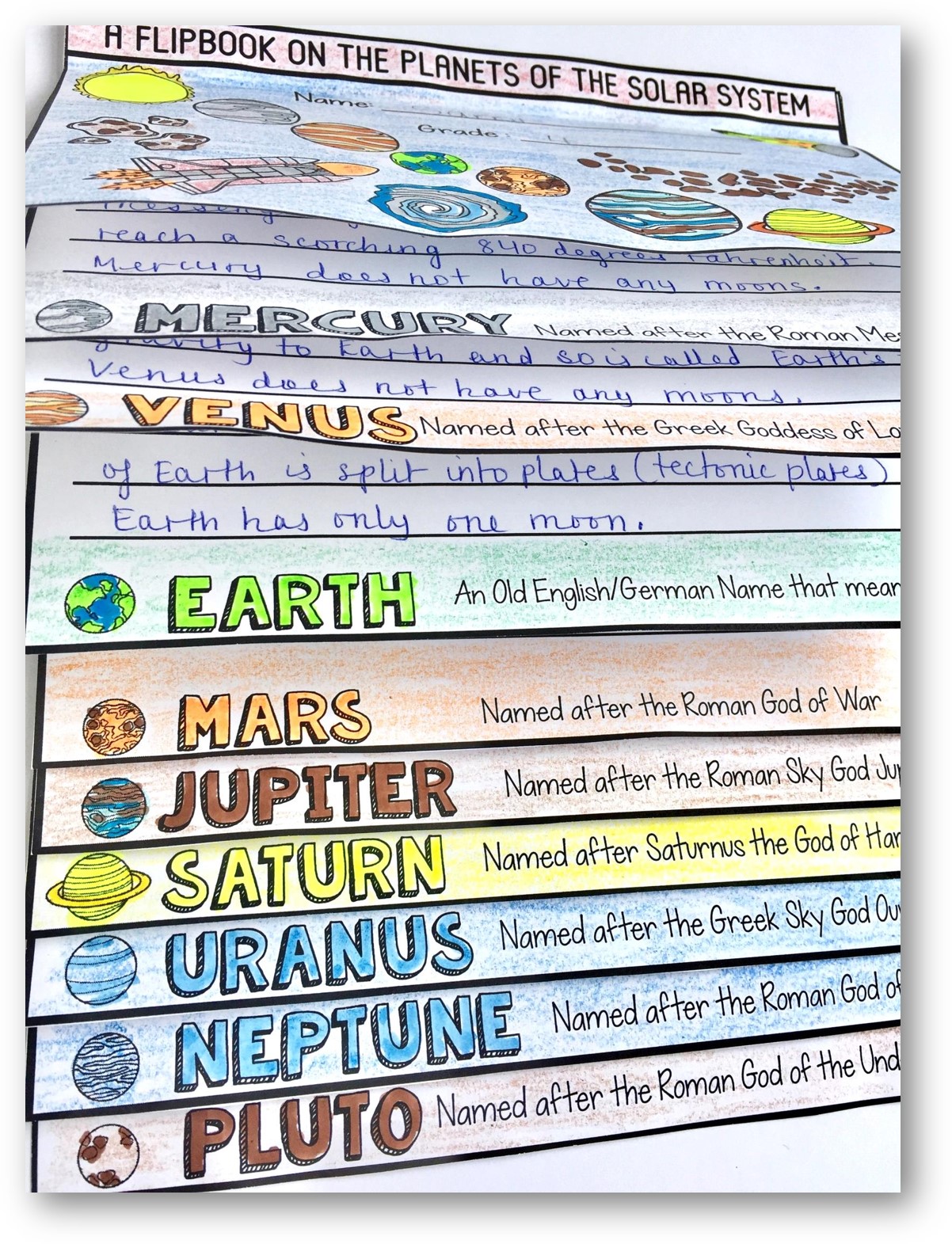 Solar System Flip Book Template