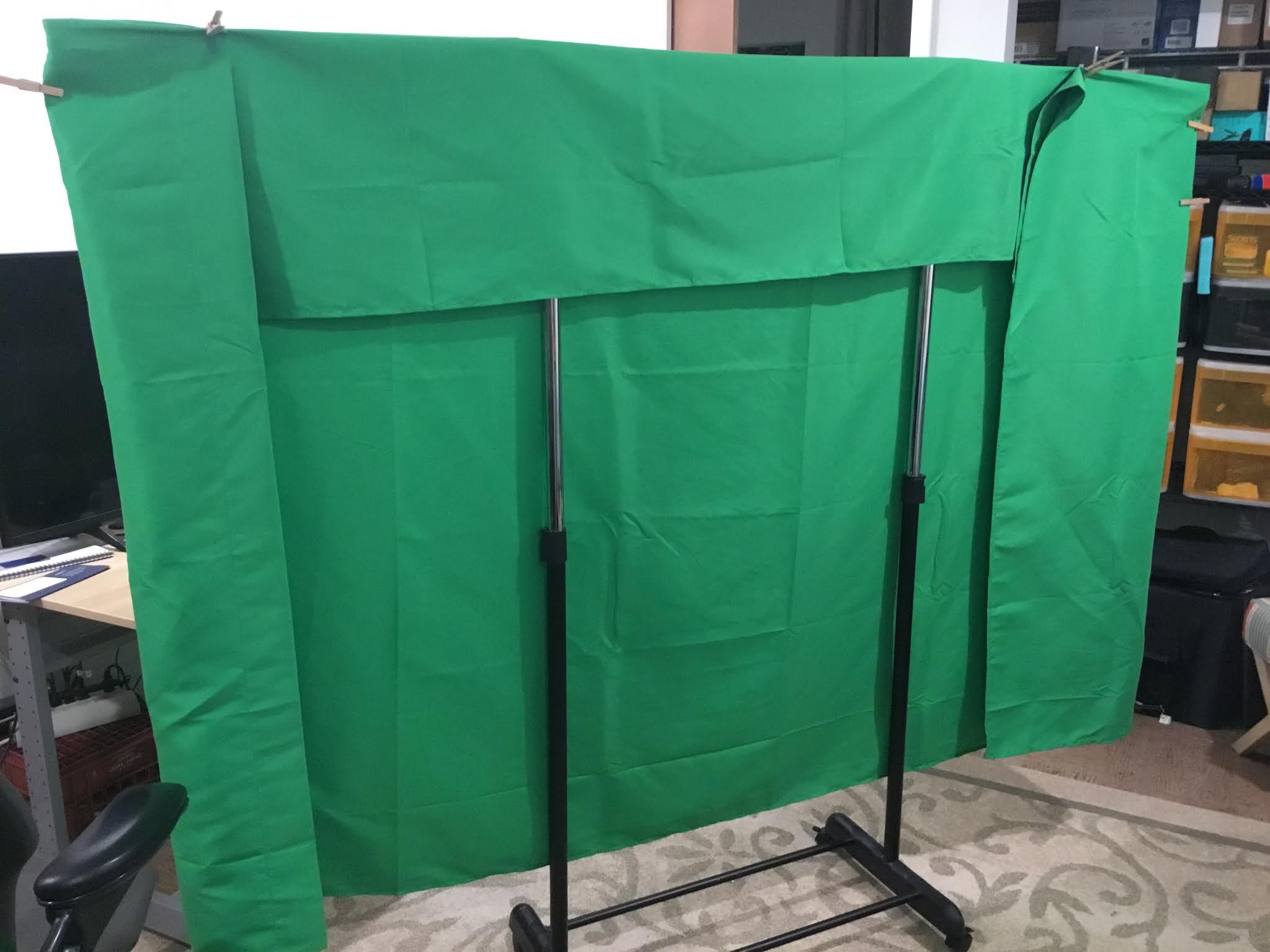 Create a portable storable green screen with an inexpensive mobile wardrobe