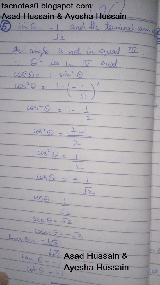 FSc ICS FA Notes Math Part 1 Chapter 9 Fundamentals of Trigonometry ...