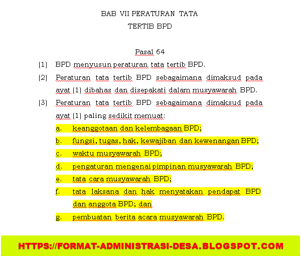 Contoh Tata Tertib BPD 2021 Terbaru (Download PDF dan Doc) | FORMAT ...