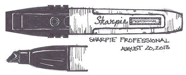 a pen a day: pen 76: sharpie professional chisel tip