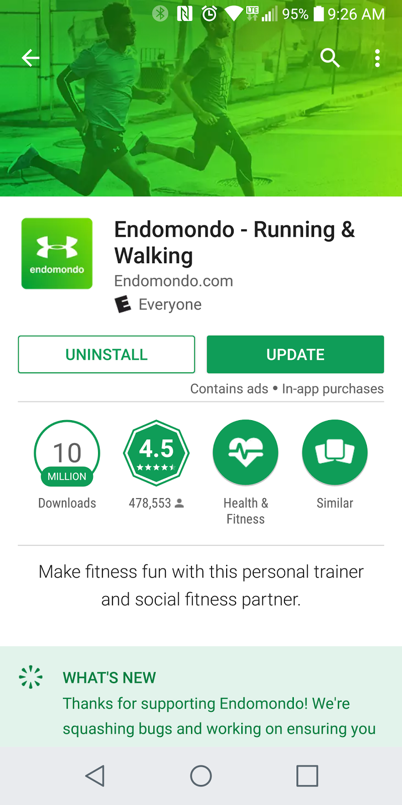 Endomondo's app just changed to UA's logo
