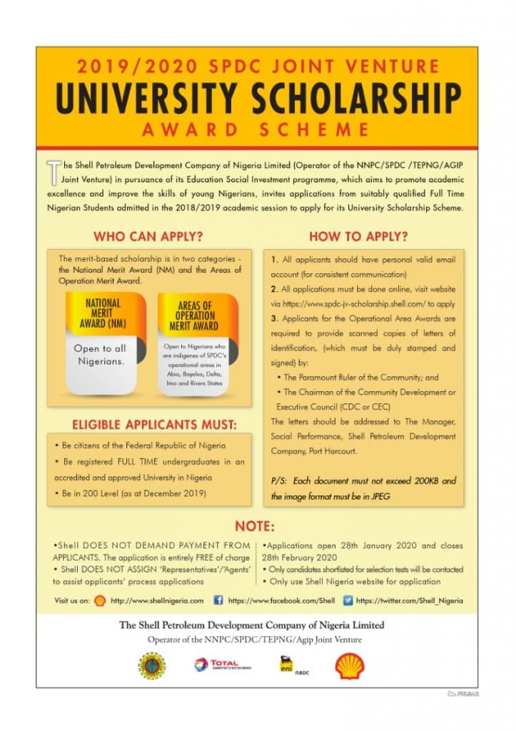 SHELL/ SPDC SCHOLARSHIPS - EDUCATIONGIST
