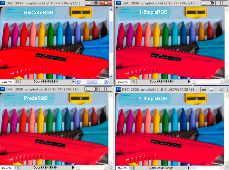 ProPhoto to sRGB color space conversion with Perceptual Rendering ...