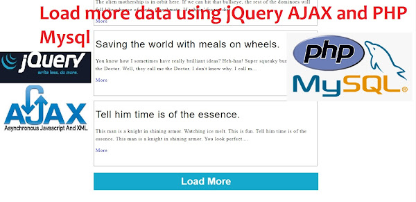 Load more data using jQuery AJAX and PHP Mysql | Tutorial101 Load more data using jQuery AJAX and PHP Mysql | Tutorial101