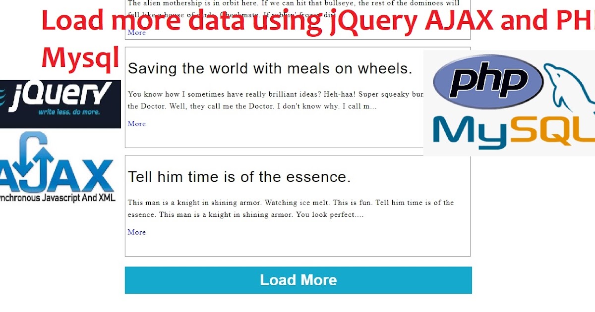 Load More Data Using Jquery Ajax And Php Mysql Tutorial101 1266