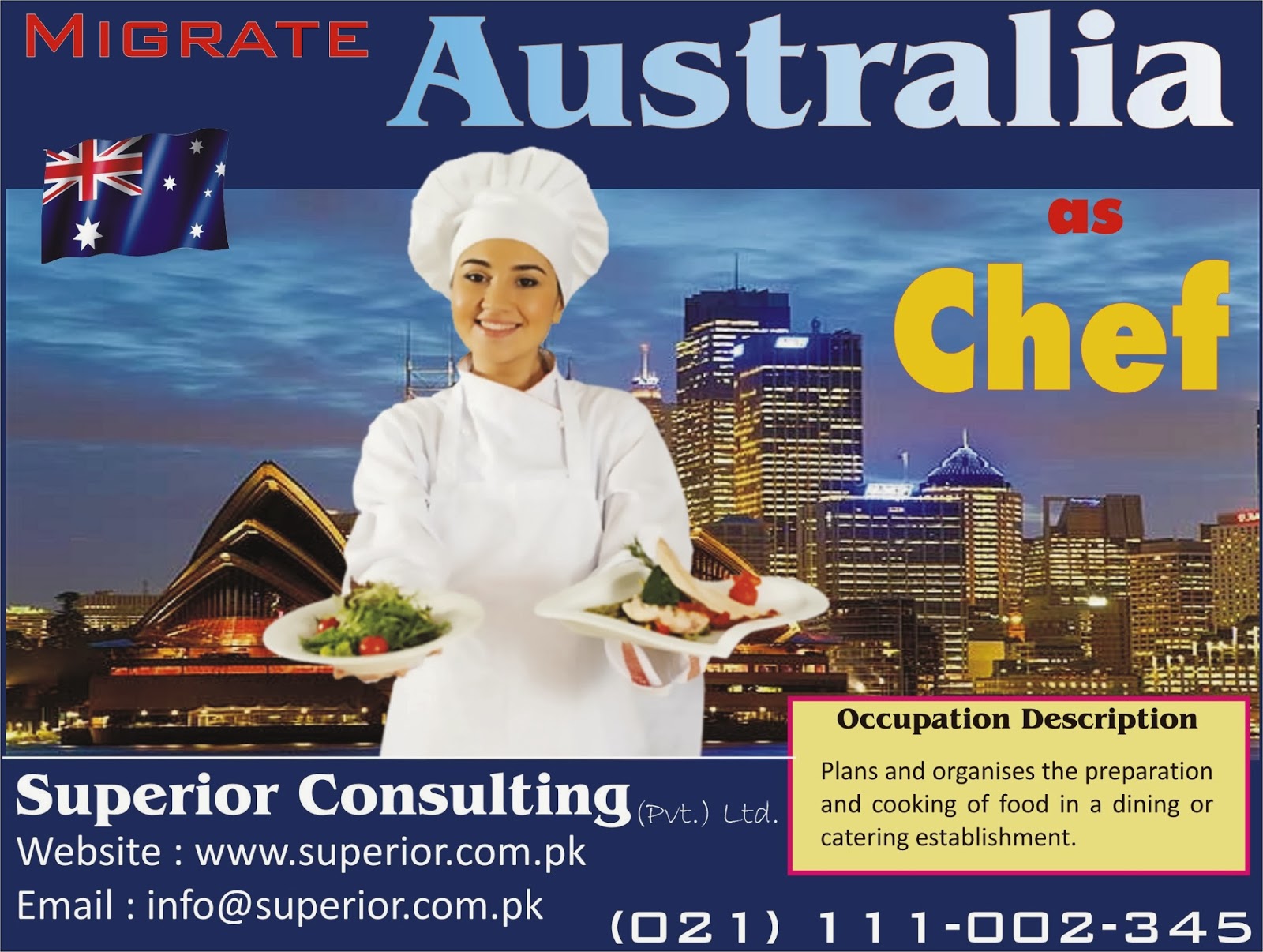 Superior Consulting (Pvt.) Ltd.: Migrate Australia as Chef