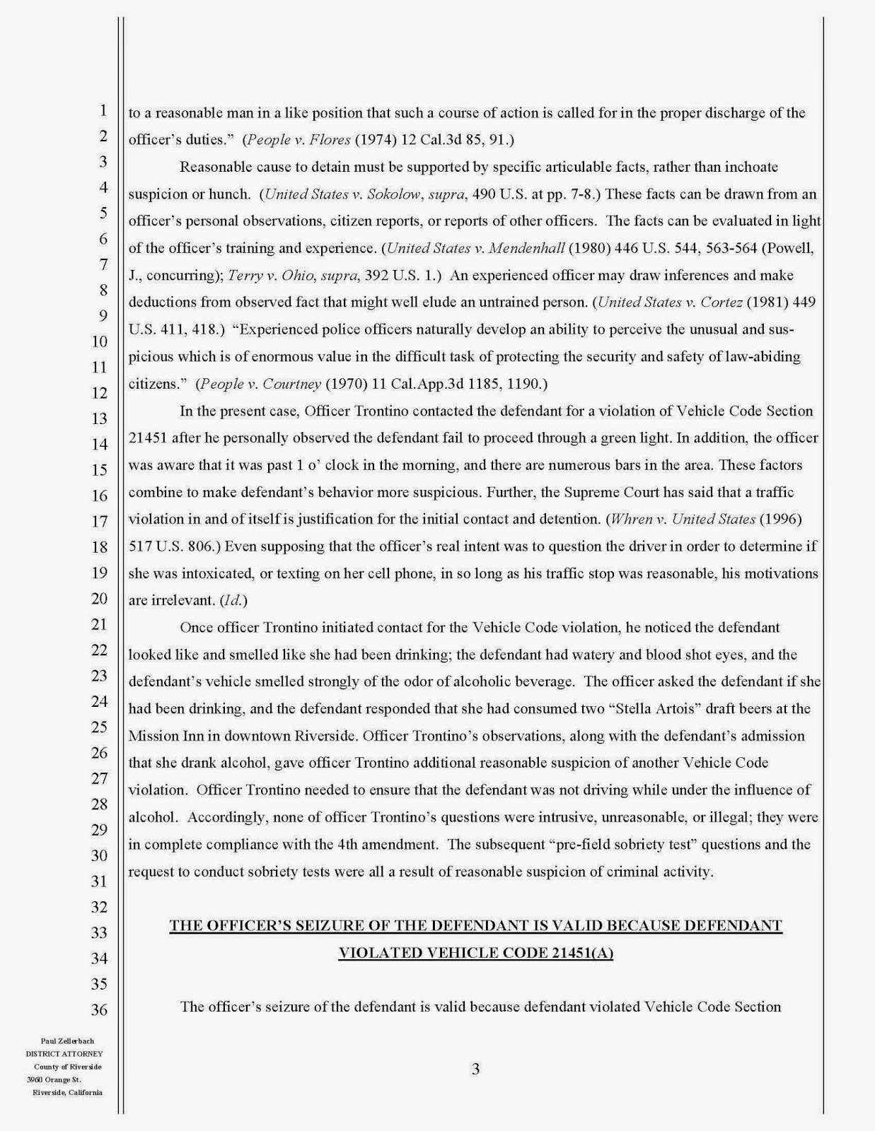 Writing Samples: Opposition to Motion to Suppress