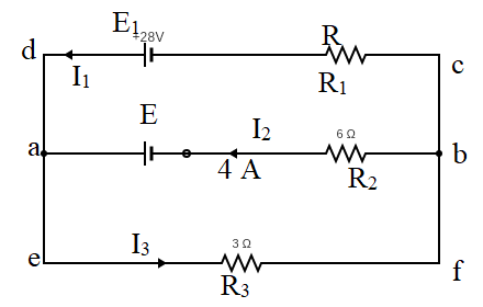 In the adjacent circuit find: (i) the current in resistor R, (ii ...