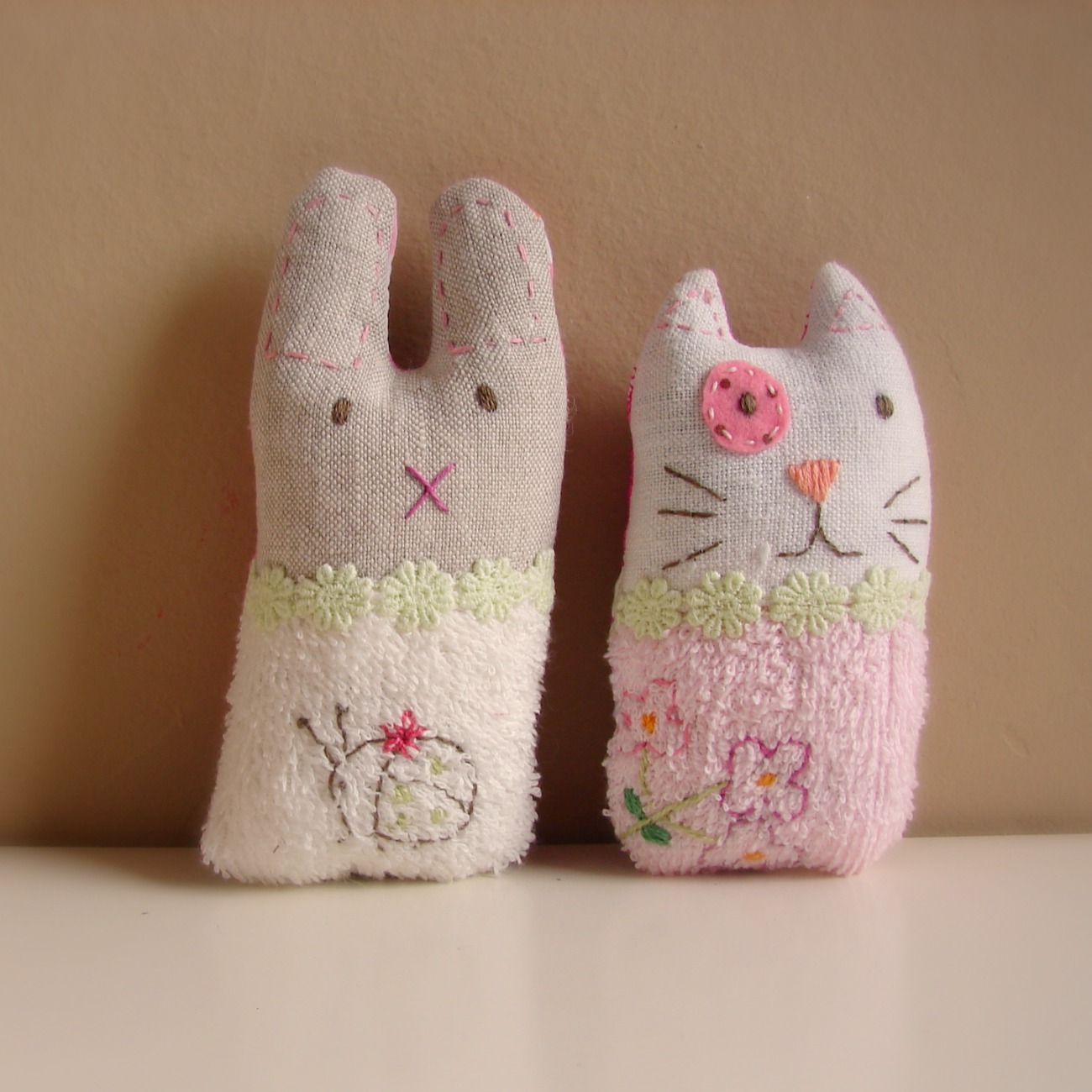 Roxy Creations: Cute kitty and rabbit softies
