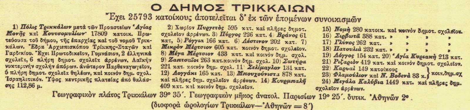 Η ΕΡΓΟΤΕΧΝΙΚΗ ΙΣΤΟΡΙΑ ΤΩΝ ΤΡΙΚΑΛΩΝ: ΤΑΥΤΟΤΗΤΑ ΔΗΜΟΥ ΤΡΙΚΚΑΙΩΝ