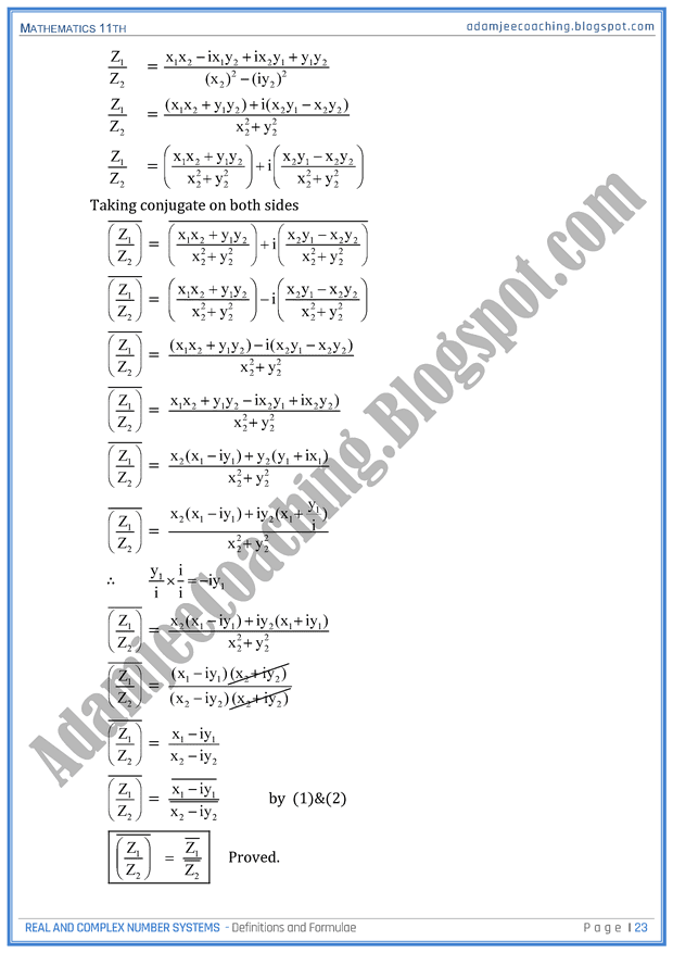 Adamjee Coaching: Real and Complex Number Systems - Definitions and ...