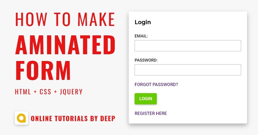 How to make Animated Form with HTML CSS and JQUERY