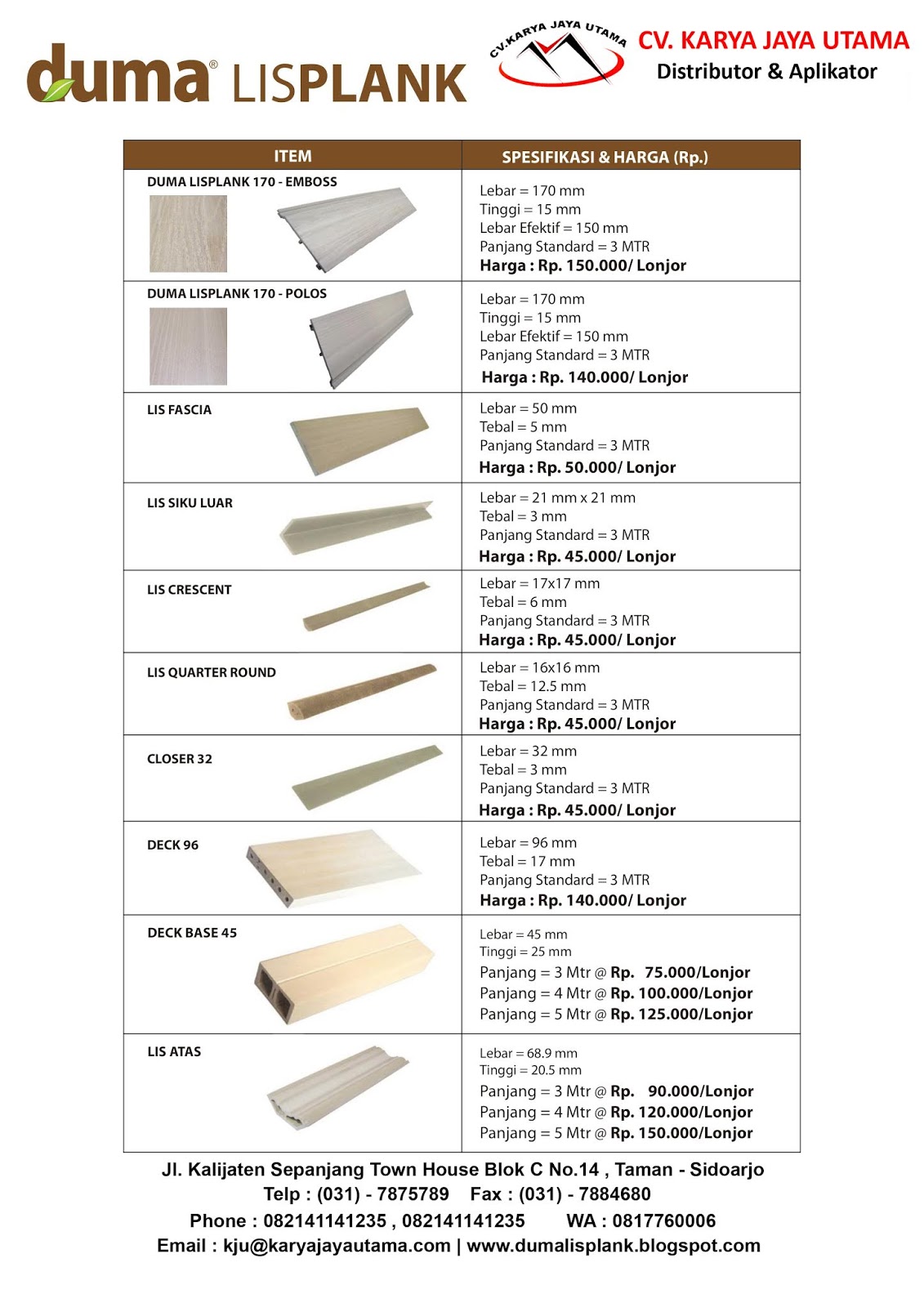 HARGA LISPLANK WPC | LISPLANK TAHAN AIR | LISPLANK MURAH