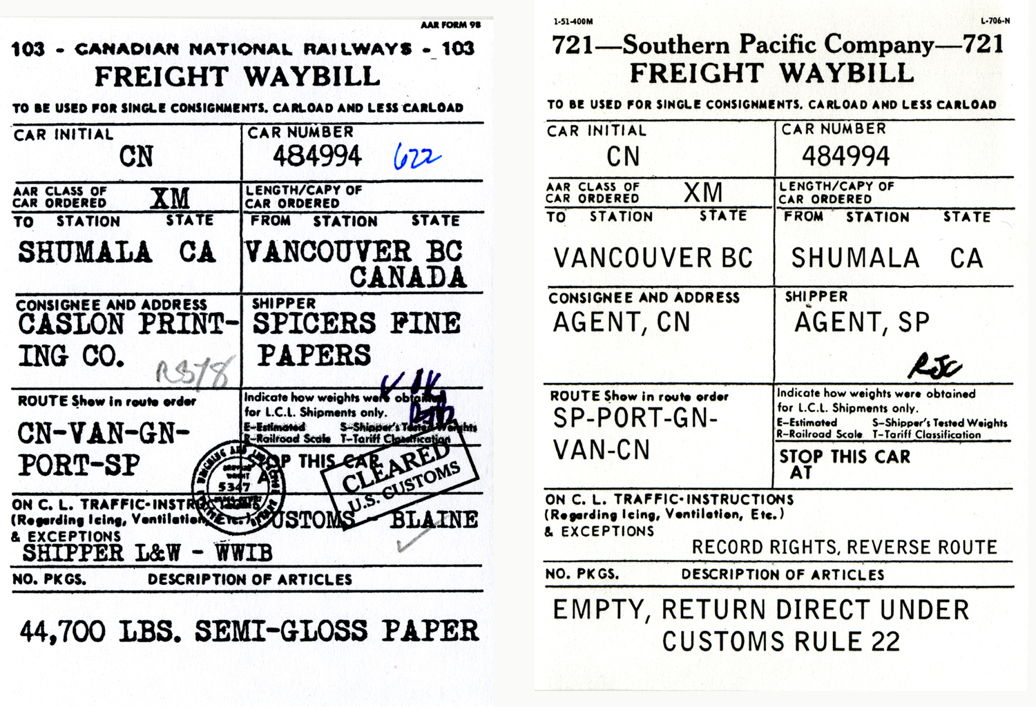modeling the SP: Waybills, Part 75: non-U.S. freight cars