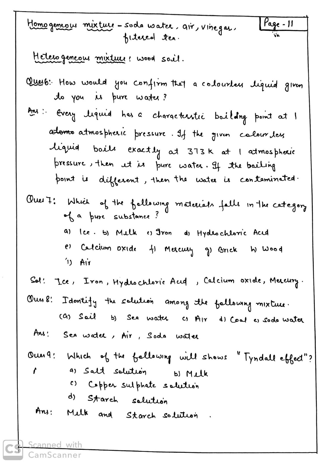 Is Matter Around Us Pure Class 9th Science Handwritten Notes