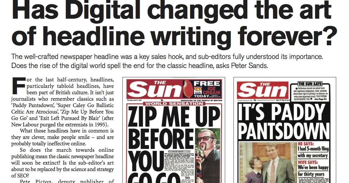Sands Media Services: Has digital changed the art of headline writing?