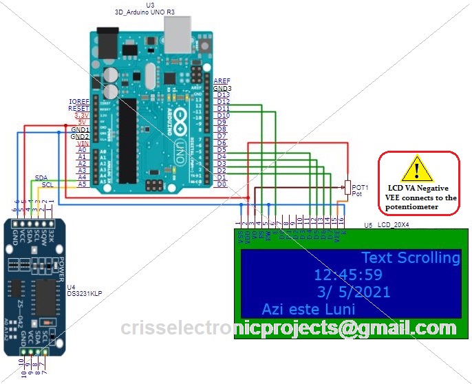 CrissElectronicProjects: LCD 2004 - VA Negative_ Ceas cu DS3231