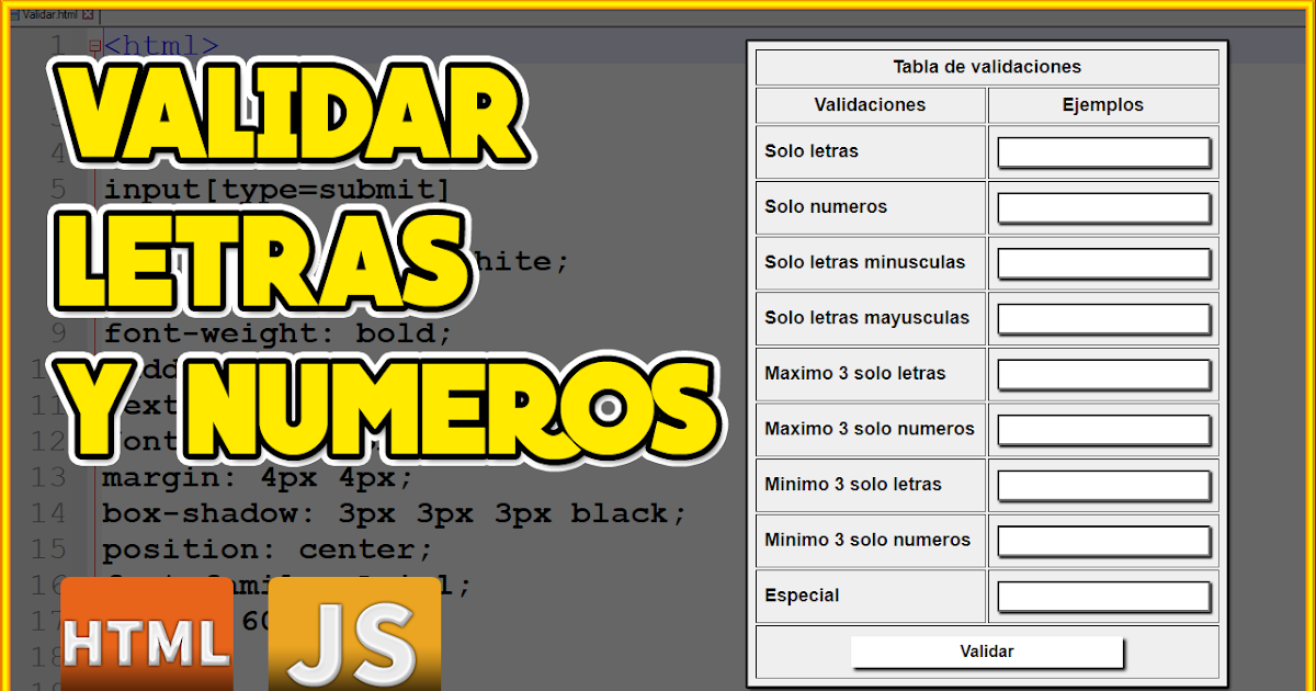 VaidrollTeam: VALIDAR LETRAS, NÚMEROS y CARACTERES ESPECIALES en HTML ...