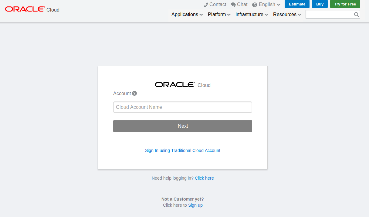 Run like Hell: Oracle cloud: Login