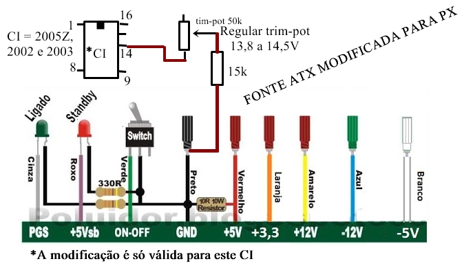 PX DX Hobby: Circuito fonte ATX com CI 2005Z