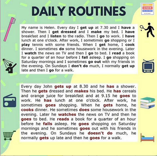 CPI Tino Grandío Bilingual Sections: Daily routines