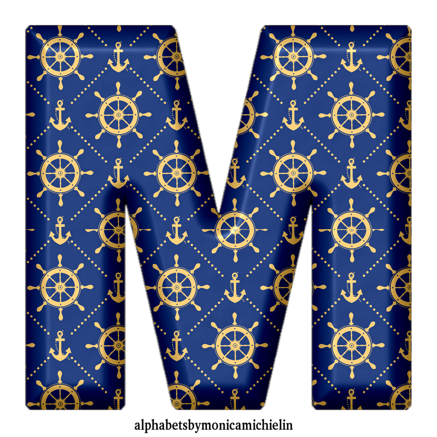 M. Michielin Alphabets: GOLDEN BLUE ANCHOR NAUTICAL ALPHABET, ICONS PNG ...