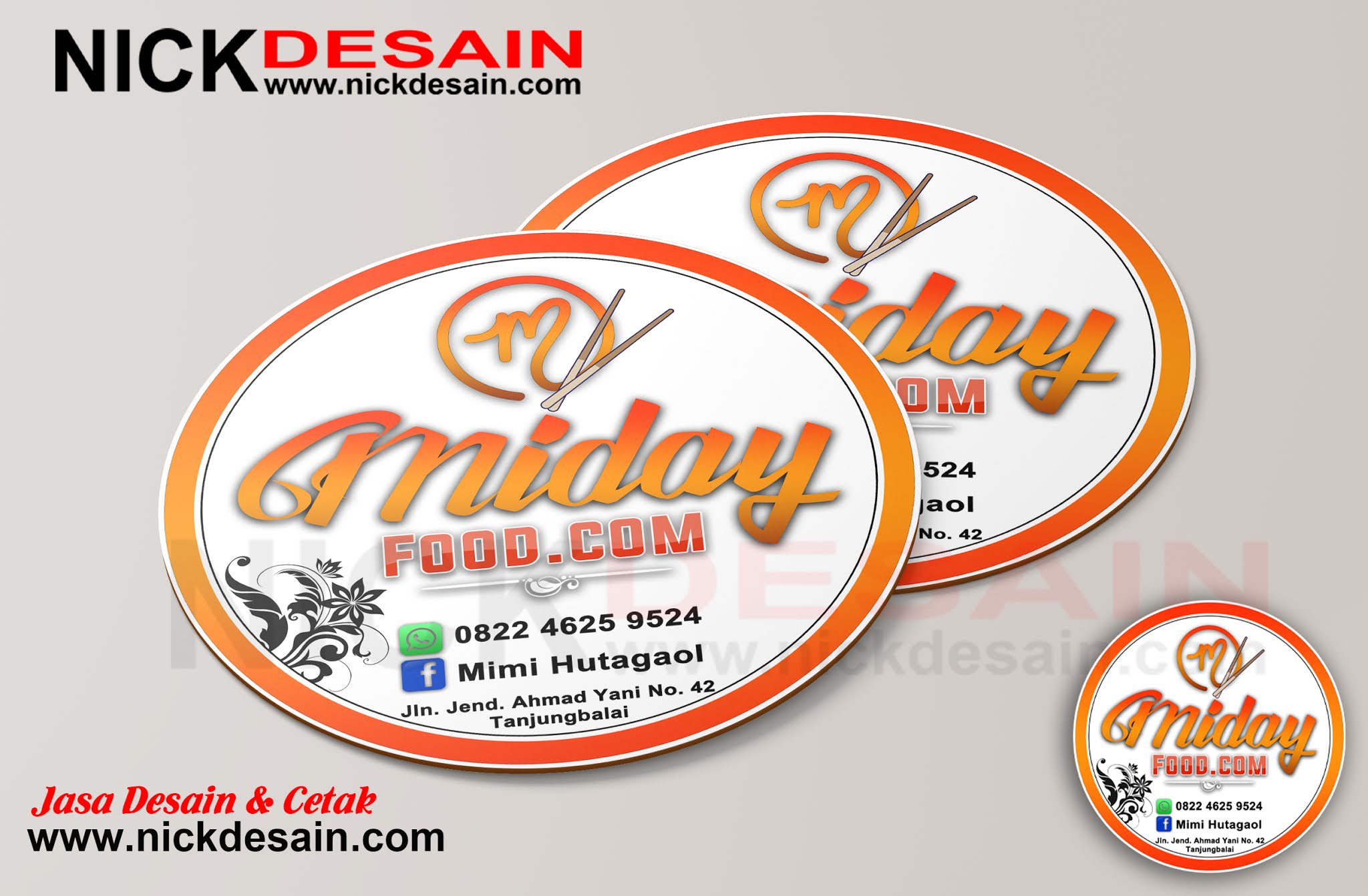 Contoh Desain Logo Stiker Label Makanan Putih list Orange - Percetakan ...