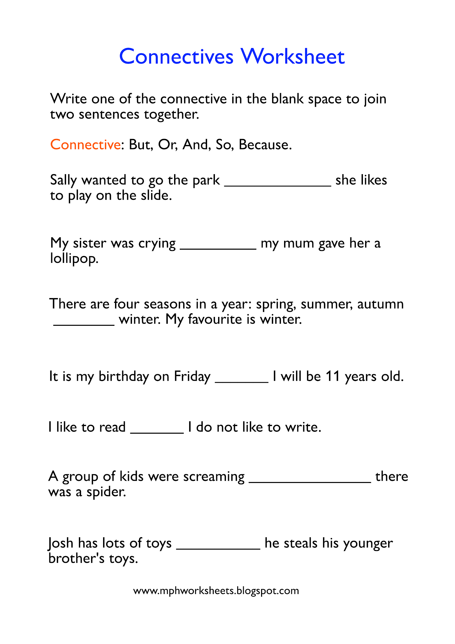 Connective Worksheet connective-worksheet