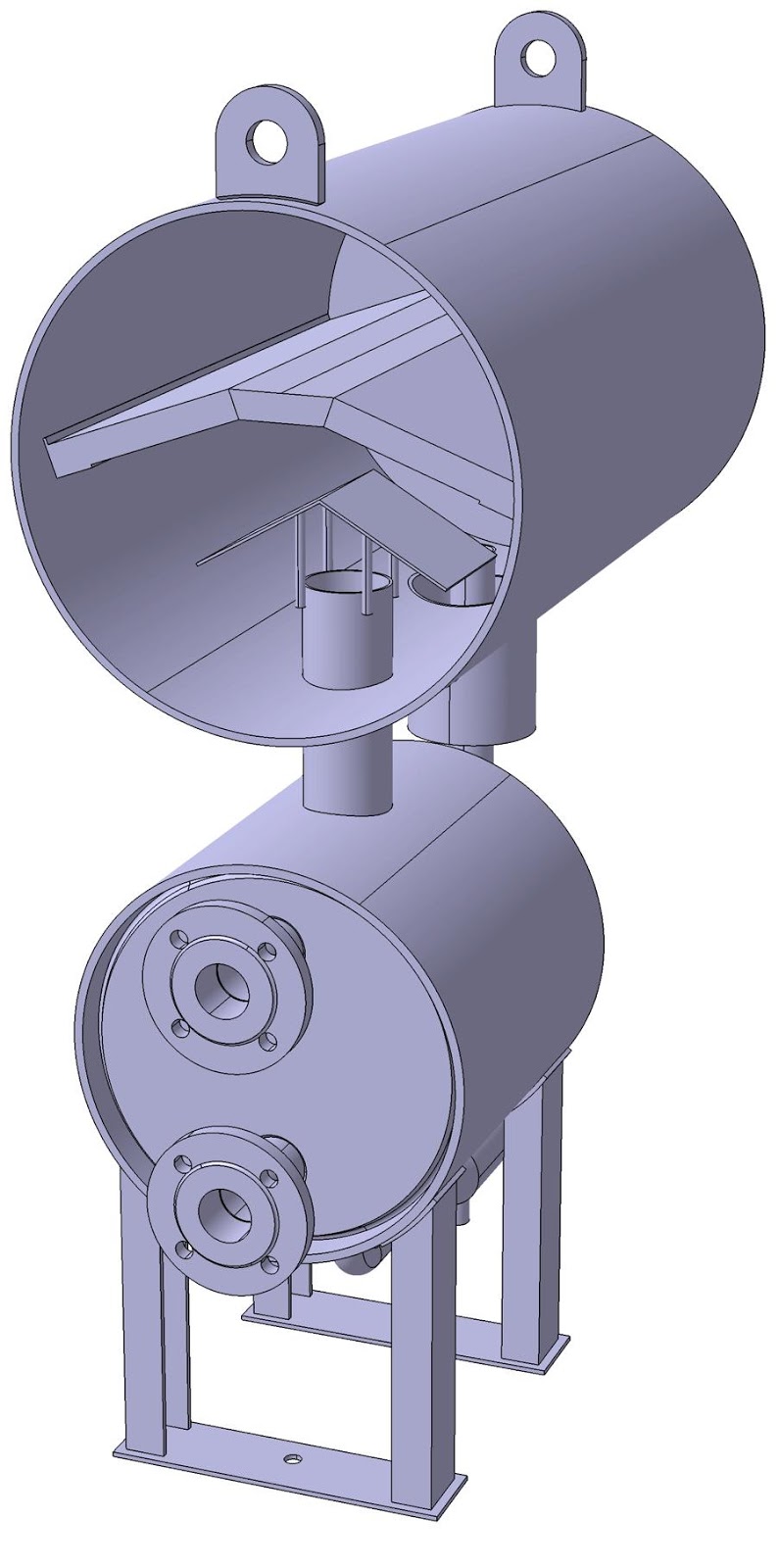 Shell and Plate ammonia evaporator with external droplet separator.