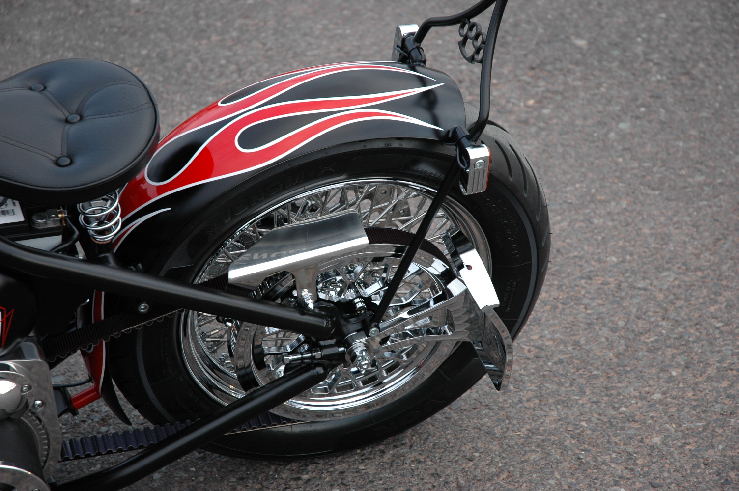 biker excalibur II: RED FLAMES HARLEY POWERED BOBBER by American ...