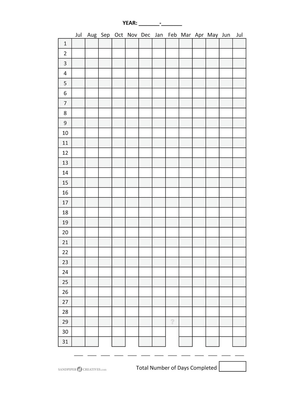 PRINTABLE Tracker for Instructional Days
