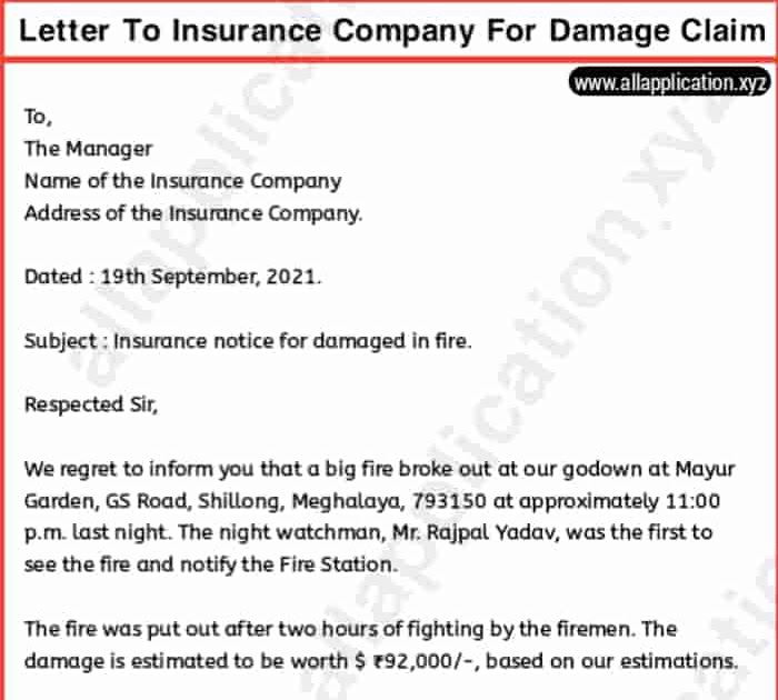 7 Tips To Write Letter To Insurance Company For Damage Claim. - All ...