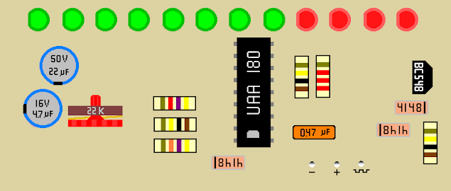 * Eletrônica Campo Elétrico: Circuito esquema VU 12 led's com CI UAA180.