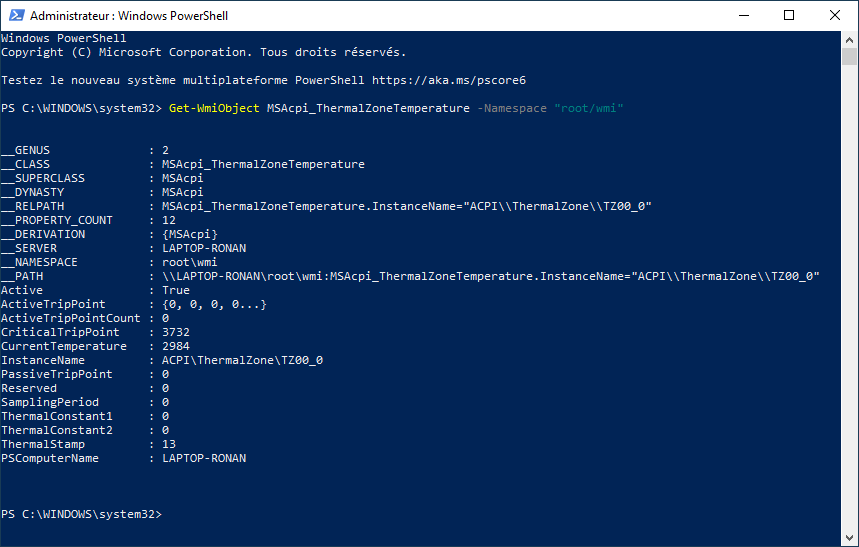Informations sur le système avec Powershell (OS, hardware, CPU ...