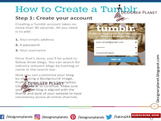 Designer Planet : How to Sign Up and Create Your Tumblr Blog