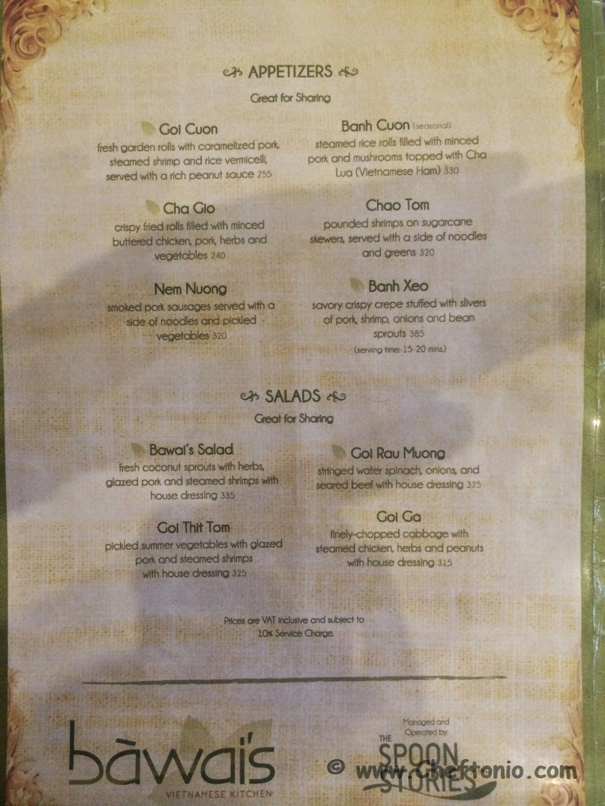 Bawai's Vietnamese Restaurant ~ Cheftonio's Blog