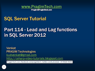 Sql server, .net and c# video tutorial: Lead and Lag functions in SQL ...