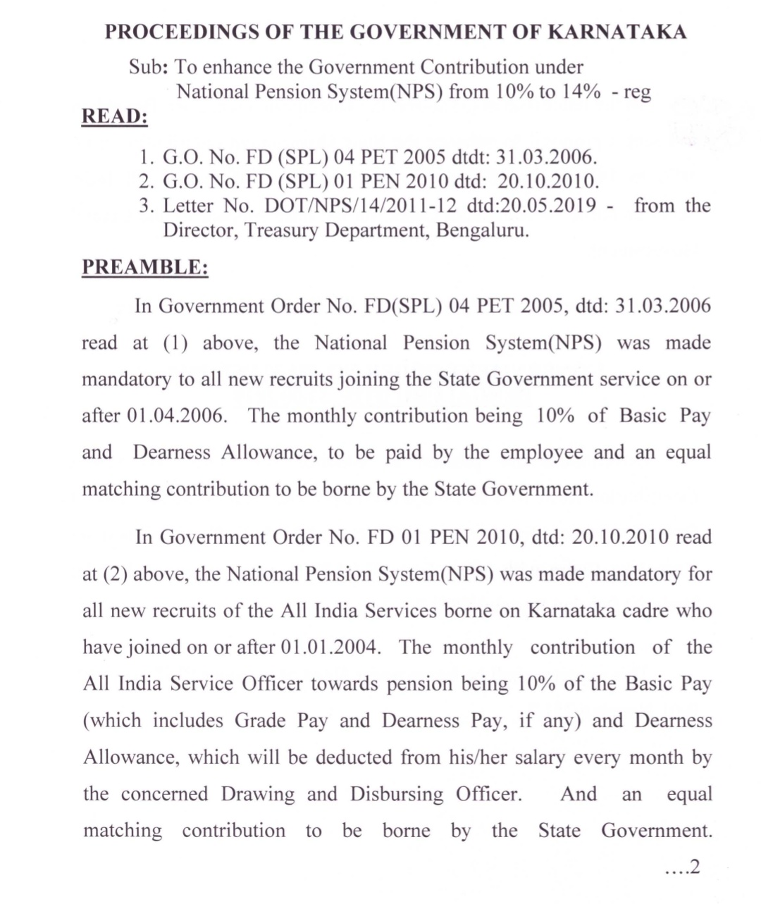 Karnataka government employee's News By VijayMK: 14% Pension order