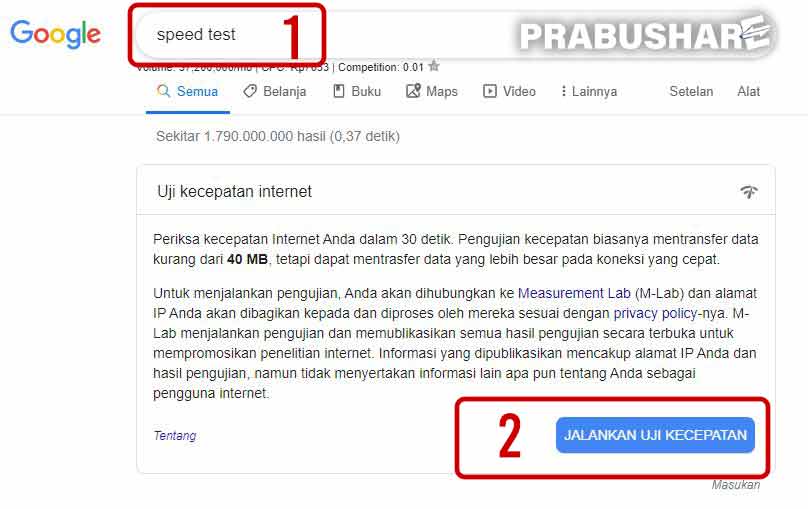 Tes Kecepatan Internet Tanpa Aplikasi di Android dan PC | PRABUSHARE