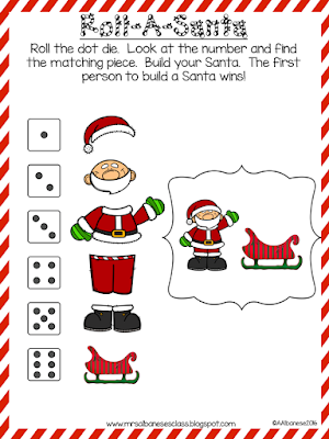Roll-A-Santa Dice Game {FREEBIE} | Mrs. Albanese's Kindergarten Class