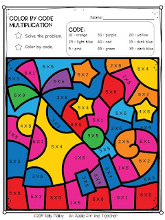 An Apple For The Teacher: New Years Color By Number Worksheets