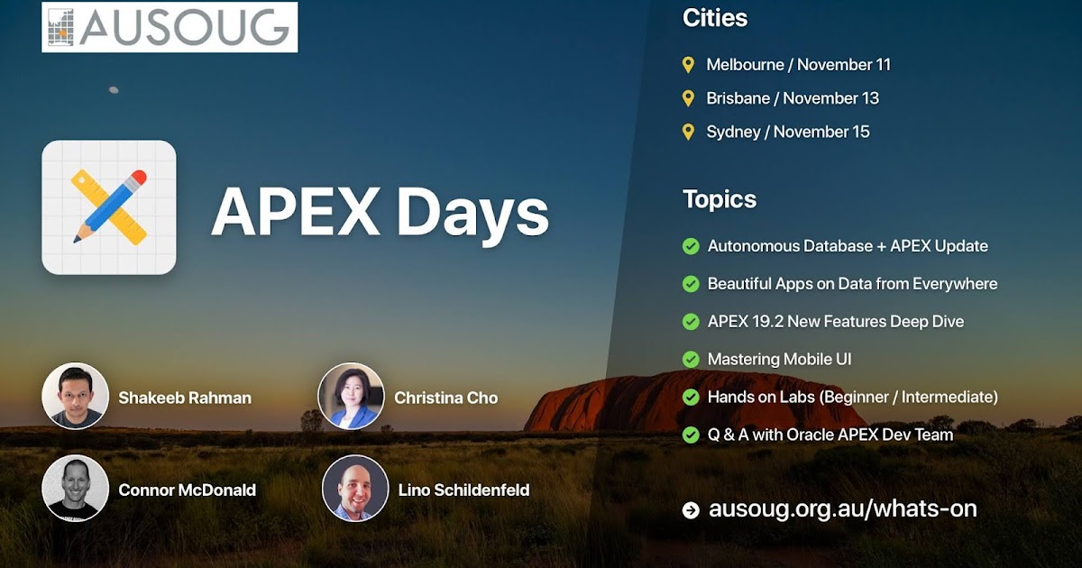 APEX stuff in one place: Oracle APEX Days 2019 Australia