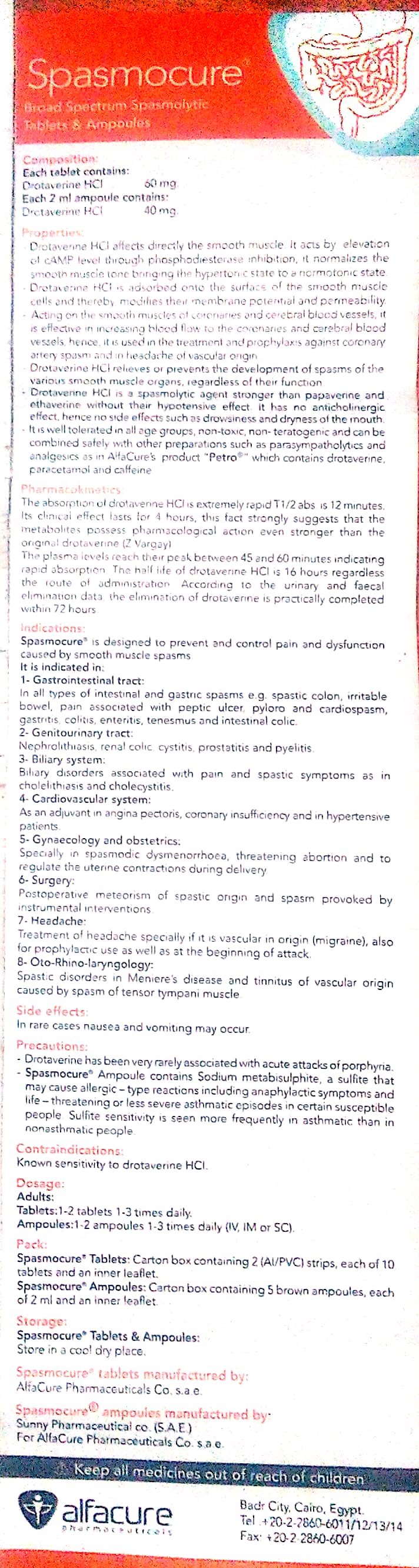 سبازموكيور أقراص وأمبولات Spasmocure مضاد للتقلصات في الجهاز الهضمي ...