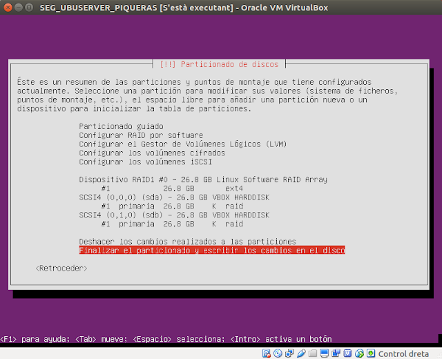 2CFGM Seguridad Informática: [MV] Raid1 en Ubuntu Server