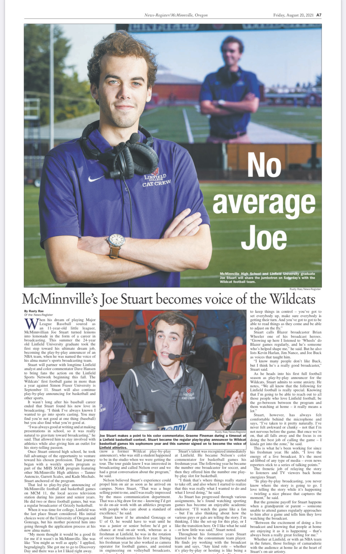 W I L D C A T V I L L E: Linfield grad Joe Stuart, whose hometown is ...