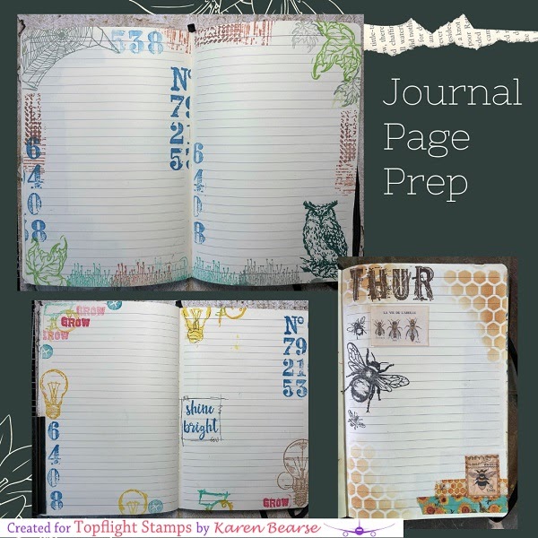 Karen Bearse Designs: Journal Prep Pages with Lots of Stamping!